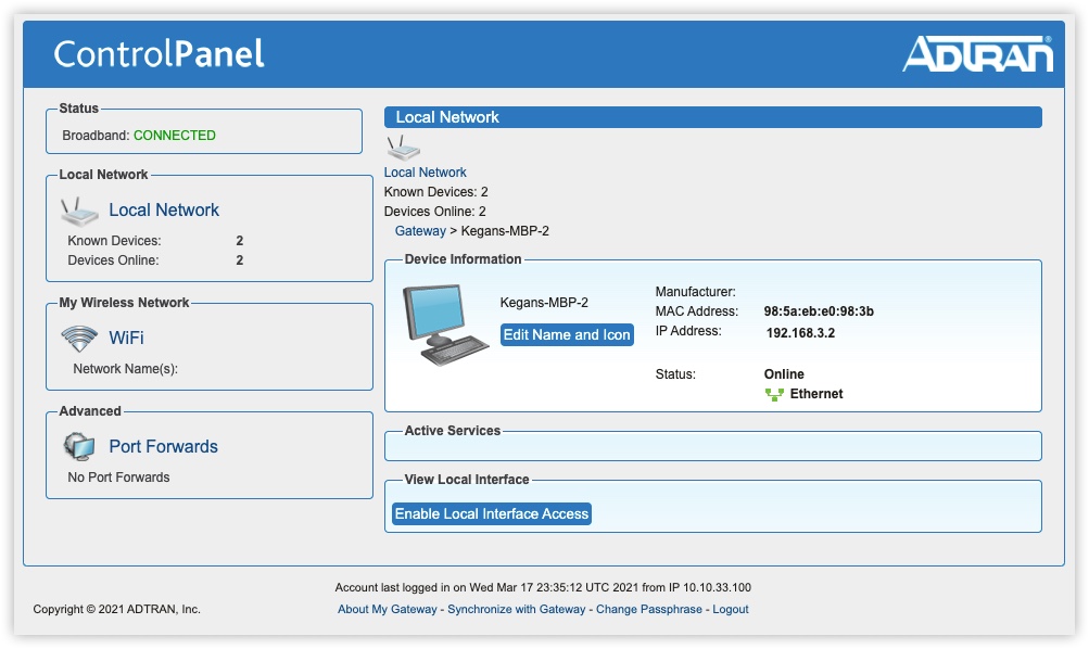 Working With The Control Panel