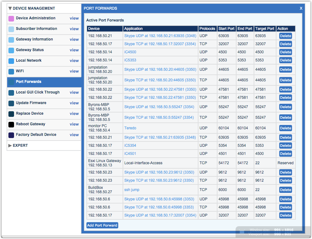 Managing Port Forwarding