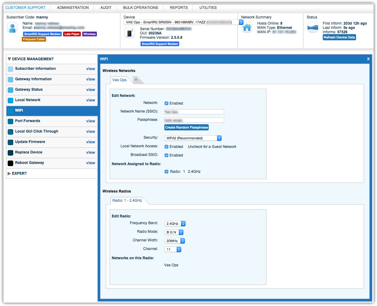 Managing WiFi Settings